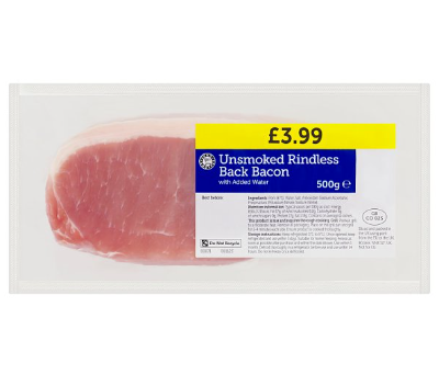 Euro Shopper Unsmoked Rindless Back Bacon with Added Water 500g – Premier Kirkconnel