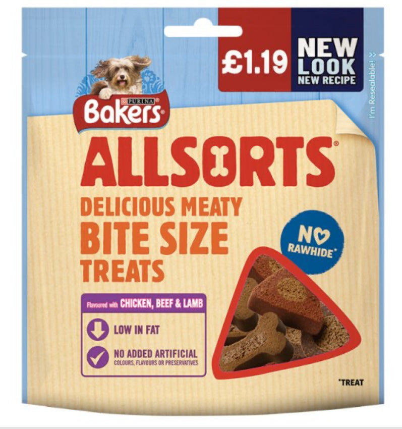 Bakers Allsorts Delicious Bite Size Treats Flavoured with Chicken, Bee ...